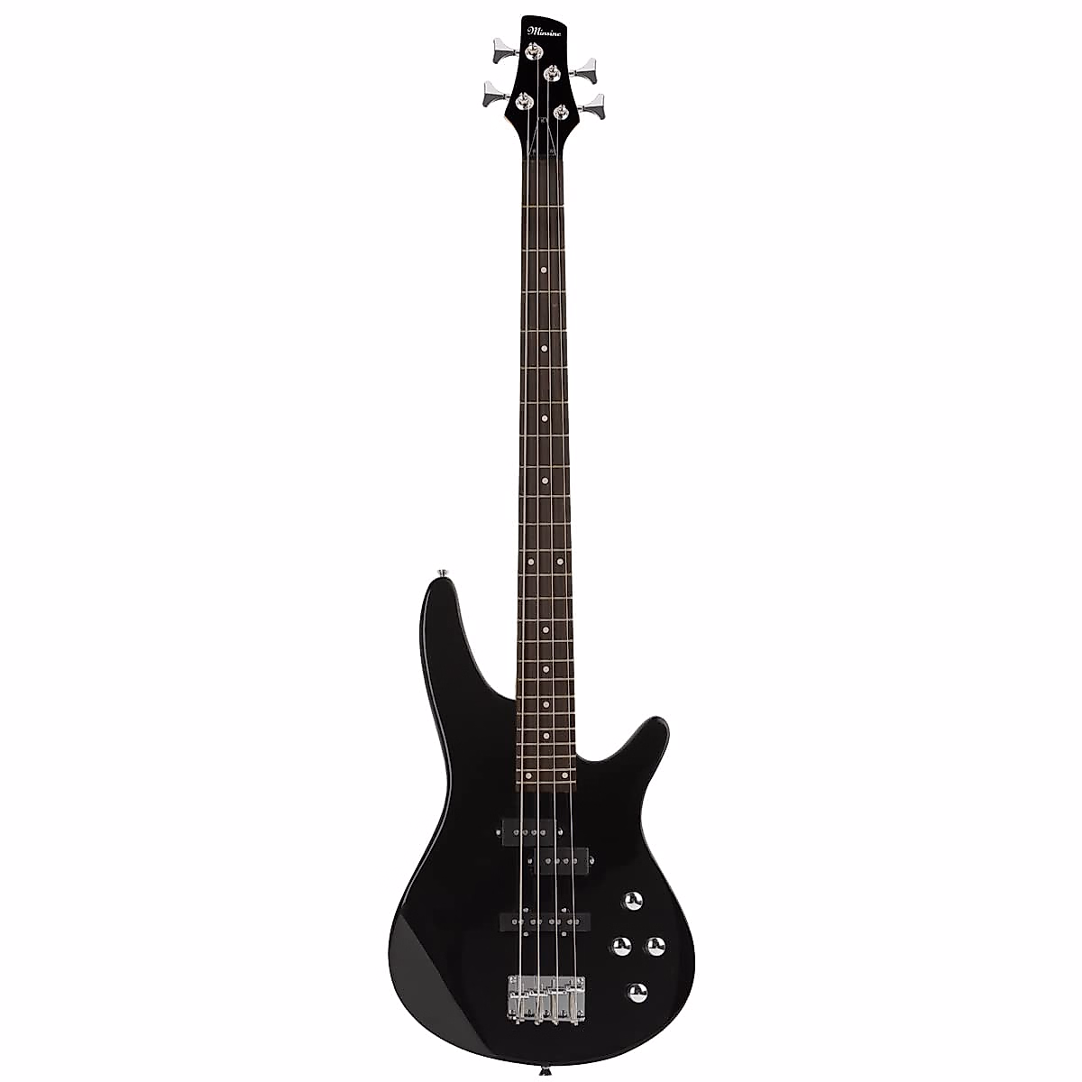 Electric Bass Guitar 4 Strings Full Size P Bass Beginner Kit Black for Starter with Gig Bag, Guitar Strap, and Guitar Cable (Black)