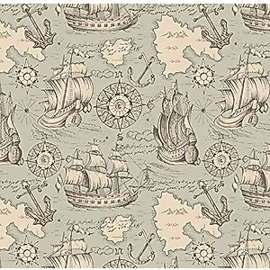 Stesha Party Nautical Wrapping Paper - Ocean Sea Map Gift Wrap - 30 x 20 Inch (3 Sheets)