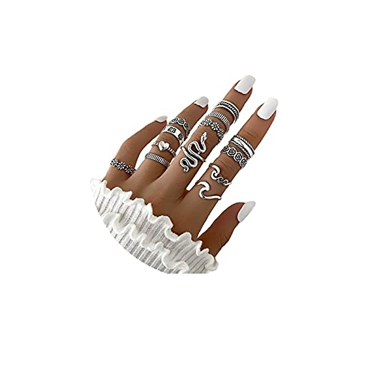 GIGB PBDK 6-14Pcs Vintage Knuckle Rings Set Snake Butterfly Finger Rings Set Stacking Joint Midi Rings Sets for Women (13Pcs)