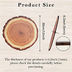 Pllieay 4 Pack 12 Inch x 5MM Artificial Thin UV Printed Round Plywood, Imitative Wood Slices Place Mats for Wedding Centerpiece, Table Centerpieces and Other DIY Decoration Projects