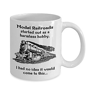 Railroad Coffee Mugs, Best Train Engineer Appreciation Birthday Christmas Memorabilia Tumbler Gift For Men Women,Funny Locomotive Lovers Hobby Present Travel Tea Cup Fun Quote Model Railroads Started