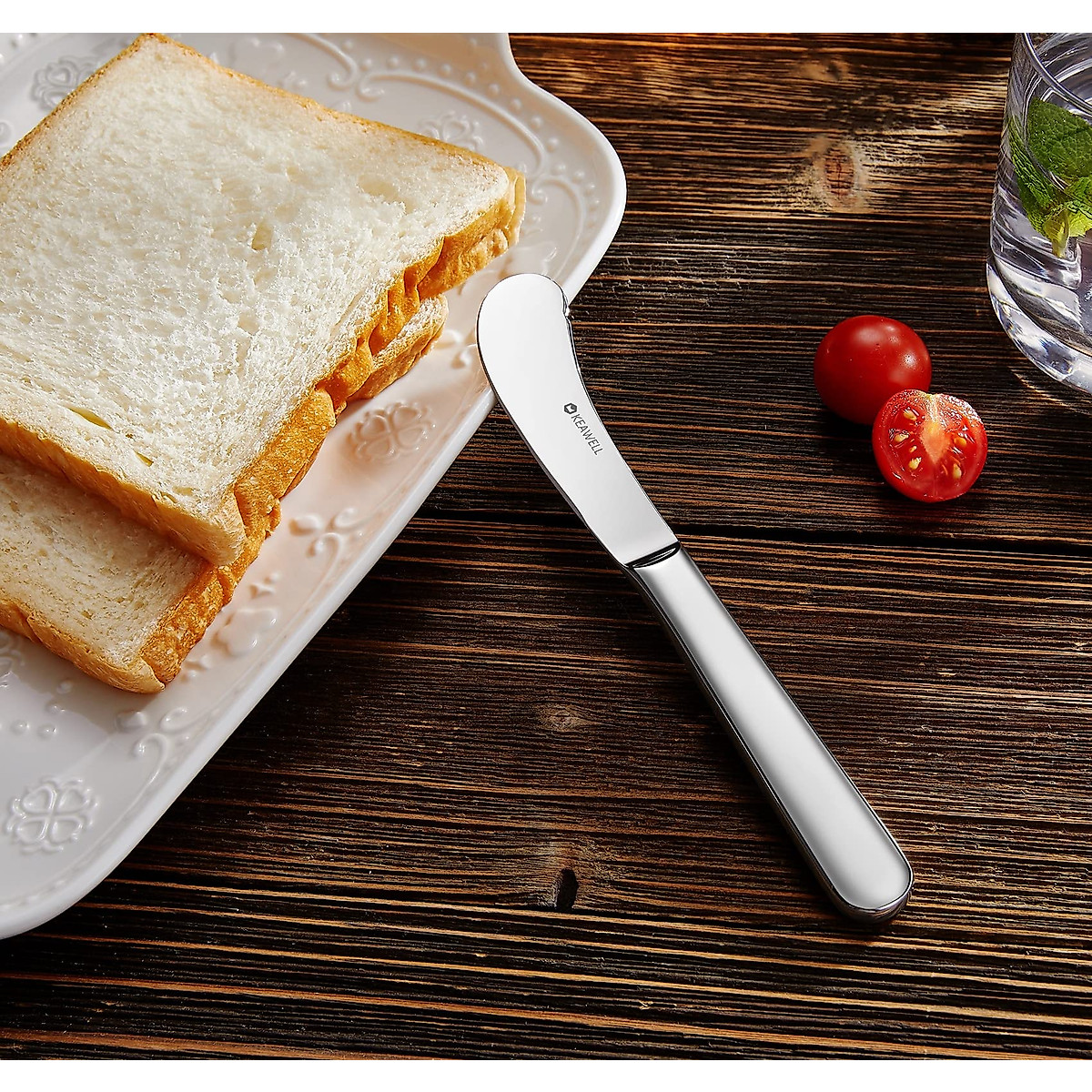 KEAWELL Premium 4-Piece 6.7" Louise Butter Knives, Stainless Steel, Dishwasher Safe