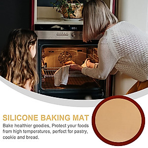 SOLUSTRE Silicone Baking Mats Reusable Non- Stick Pastry Mat Oven Liner Sheets Mats Silicone Pan Liners Round Cake Pan Mat for Making Cookies Macarons Bread Pastry Pizza Cookie Baking Pad 12inch