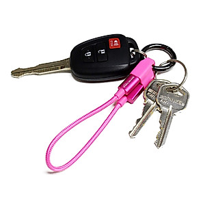 Tera Grand - Apple MFi Certified Keychain Braided Lightning Cable for iPhone 14/13/12/11 Pro Pro Max Plus Mini, SE XS Max XR X, 8/7/6 Plus, iPad, AirPods, Pink