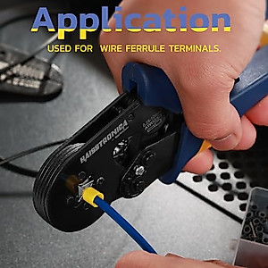 Haisstronica Ferrule Crimping Tool Kit,Self-Adjusting Square Wire Crimper Plier for AWG23-7 with 1200PCS Red Copper Wire End Terminals,Sleeves Ferrule Ratchet Wire Crimping Tool-Ferrule Crimper Kit