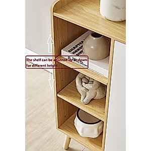 GDLMA Storage Sideboard, Kitchen Cabinet with Door and Shelves (Natural Wood)