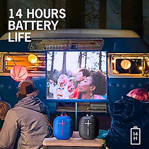 Ultimate Ears WONDERBOOM 3, Small Portable Wireless Bluetooth Speaker, Big Bass 360-Degree Sound for Outdoors, Waterproof, Dustproof IP67, Floatable, 131 ft Range - Active Black