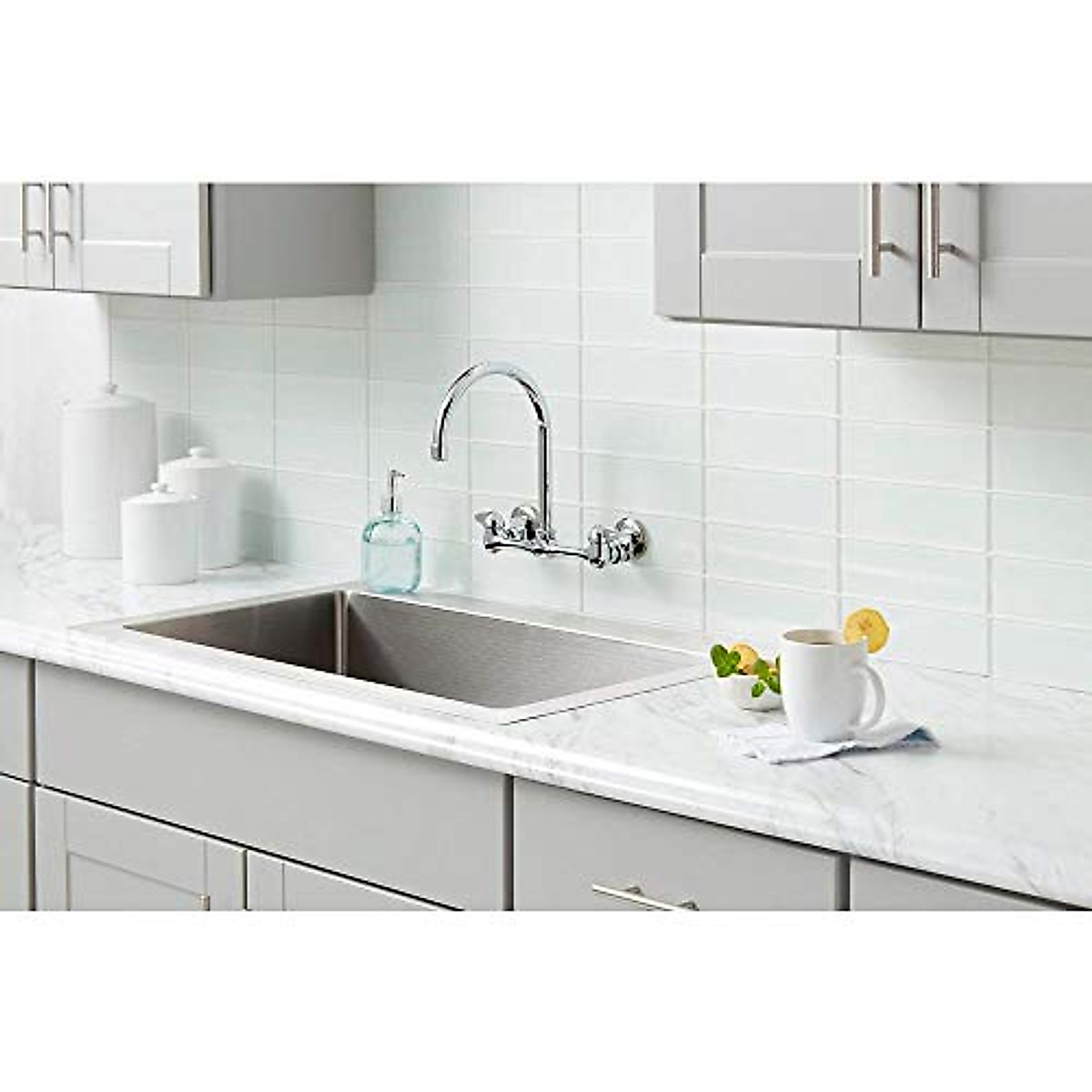 Glacier Bay 2-Handle Wall Mount High-Arc Kitchen Faucet in Chrome-67735-0001