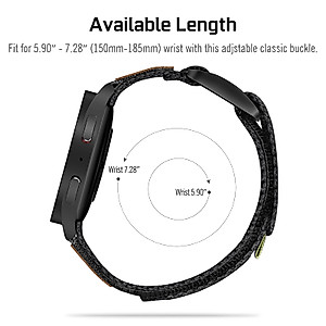 Fintie Band Compatible with Samsung Galaxy Watch 6 Classic 43mm 47mm/5 Pro 45mm/6 & 5 & 4 40mm 44mm/4 Classic 42mm 46mm, 20mm Nylon Sports Replacement Strap, Black
