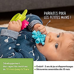 Lalaboom 12 Piece Baby Toddler Beads – Montessori Educational Shape and Color STEM Construction Toy 10 Months to 3 Years - BL100, Multicolor