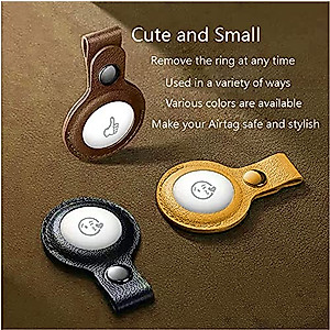 HXL New Leather Case for Apple AirTag Finder, Anti-Scratch Protective Leather Case with Keychain, 1 Pack Anti-Lost Open Port Design (Dual Hole - Brown)