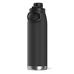 Hydrapeak 40 oz Insulated Water Bottle with Chug Lid - Leak Proof and Spill Proof Double Walled Vacuum Insulated Stainless Steel Water Bottles, Cold for 24 Hours | Hot for 12 Hours (Black)