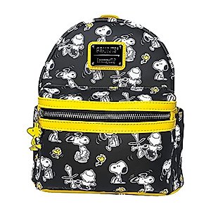 Loungefly Peanuts Snoopy and Charlie Brown Allover Print Womens Double Strap Shoulder Bag Purse