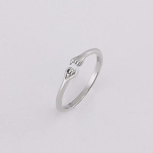 OIDIMS Cute Pinky Swear Thin Tail Rings for Women Hand Gestures Finger Ring Expandable Stacking Dainty Fashion Daughter Adjustable Open Size Promise Minimalist Birthday Best Friends Bff Gifts