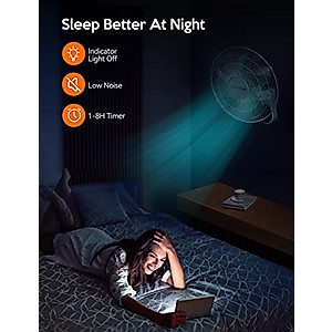 VAGKRI Wall Mount Fan, 16 Inch Wall Fan with 5 Blades, 5 Speeds, 8 Hour Timer, 90° Oscillating Quiet Fan with Remote for Home Office Bedroom Living Room Garage