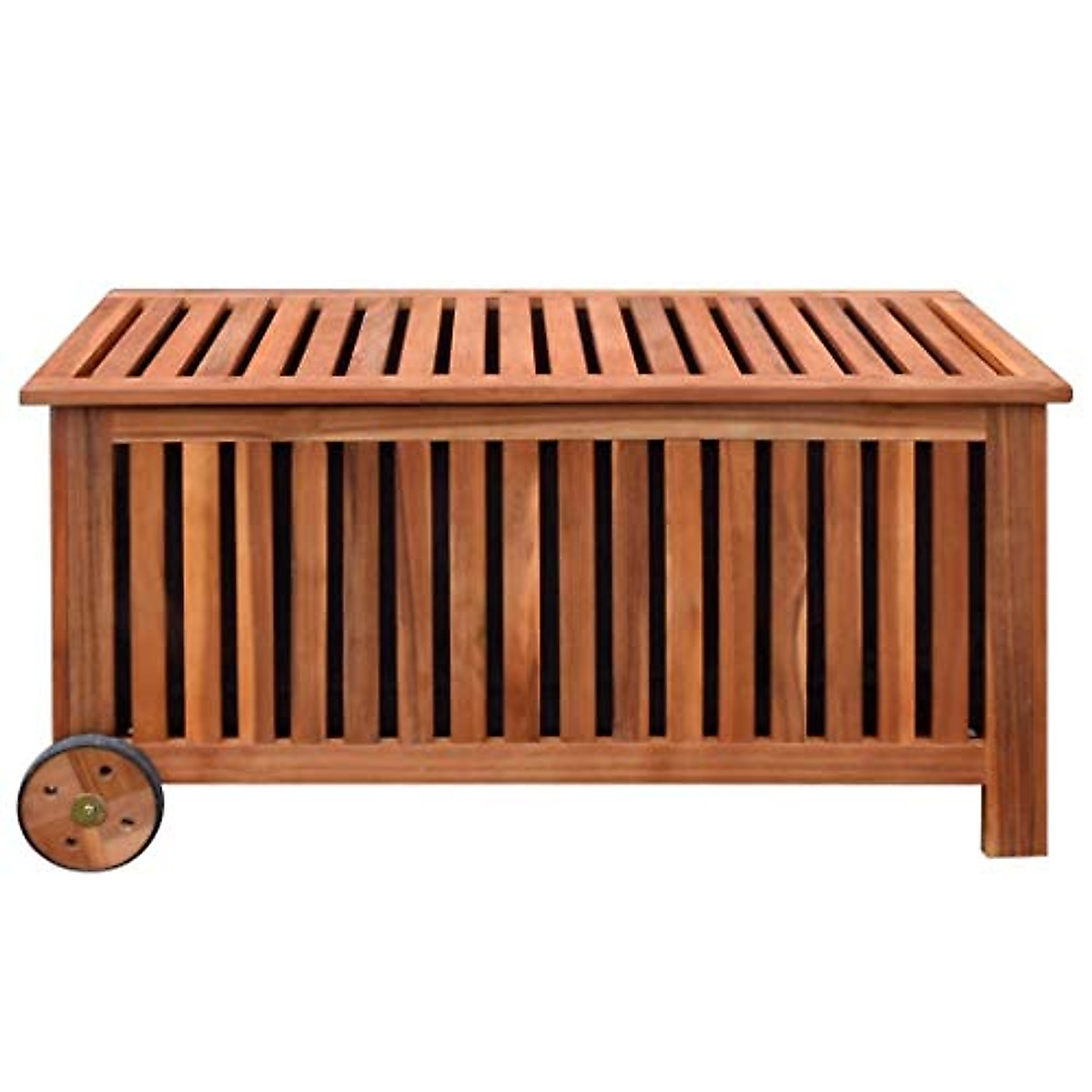 Festnight 2 in 1 Mutifunctional Garden Storage Bench Wood Pool Deck Box with 2 Wheels Outdoor Yard Patio Seat Container Outdoor and Indoor Use Furniture 46 x 20 x 23 Inches (L x W x H)