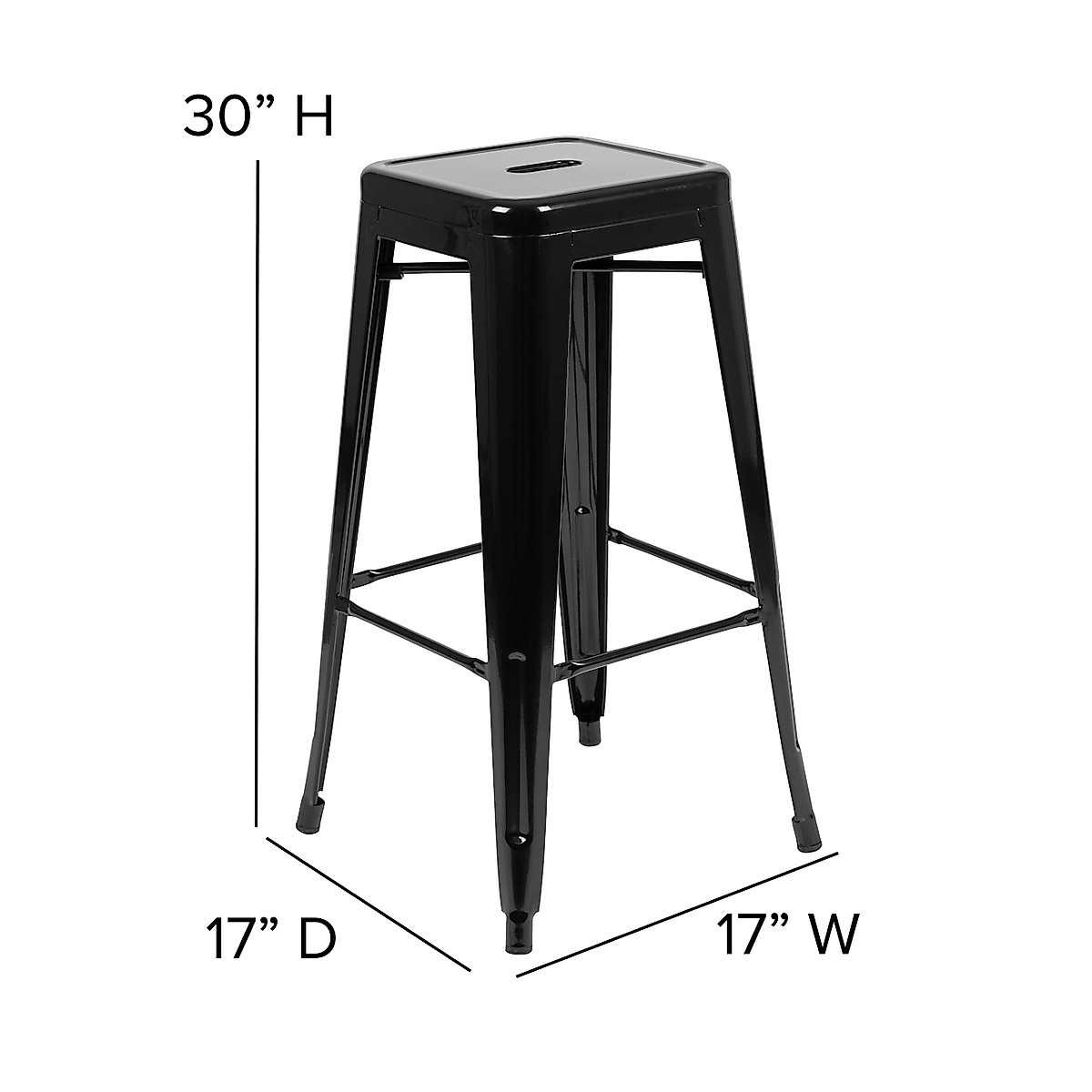 Flash Furniture Lily 30" High Metal Indoor Bar Stool in Black - Stackable Set of 4