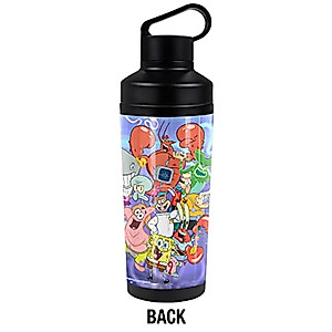 Spongebob OFFICIAL Spongebob Character Group 18 oz Insulated Water Bottle, Leak Resistant, Vacuum Insulated Stainless Steel with 2-in-1 Loop Cap