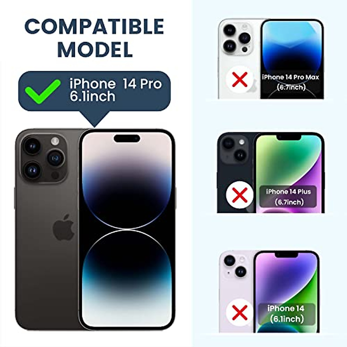 Goton for iPhone 14 Pro Case with Screen Protector - Slide Camera Cover Phone Case with Ring Stand, Heavy Duty Military Grade Shockproof Rugged Bumper for iPhone 14 Pro Accessories Blue