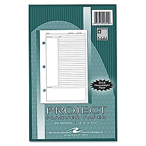 Roaring Spring 20820 Project Planner Paper 8 1/2 x 5 1/2 White 80 Sheets