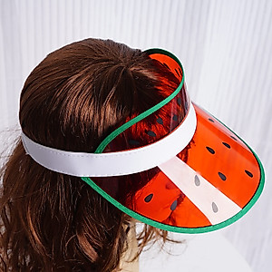 Sun Visor Hat UV Sports Watermelon Pattern Cap Tennis Golf UPF Visors Headwear for Men Women Outdoor Summer Travel Red