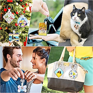 120Pcs Sublimation Keychain Blanks Bulk, DIY MDF Blanks Keychain with Keyrings, 4 Shape Sublimation Blank Keychain, Double-Sided Printed Heat Transfer Keychain