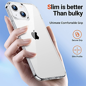 TORRAS for iPhone 13 Case/iPhone 14 Case Clear, Never Yellow, Military Grade Drop Tested, Protective Slim Thin Case for iPhone 13 Phone Case/iPhone 14 Phone Case, 6.1", Crystal Clear