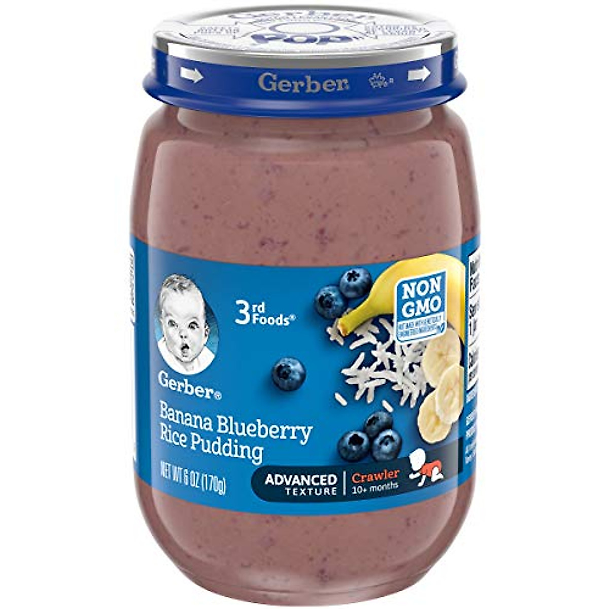 Gerber Purees 3rd Foods Banana, Blueberry & Rice, 6 Oz (Pack of 12)