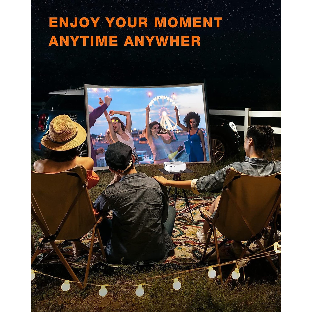 Mini Projector, TOPVISION 4000LUX Outdoor Movie Projector with Screen Mirroring,Full HD 1080P Supported LED Projector, Compatible with Fire Stick,HDMI,VGA,USB,TV,Box,Laptop,DVD