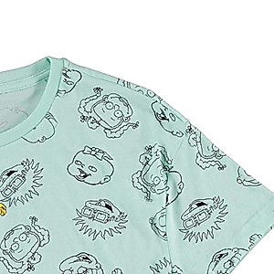 Nickelodeon Ladies 90's Fashion Shirt - Rugrats Angelica and Reptar Allover Crop Top Skimmer Tee (Mint, Small)