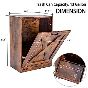 Zedesey 13 Gallon Wooden Tilt Out Trash Cabinet Hidden Trash Can Kitchen Recycling Cabinet Laundry Cabinet for Kitchen, Living Room (Brown)