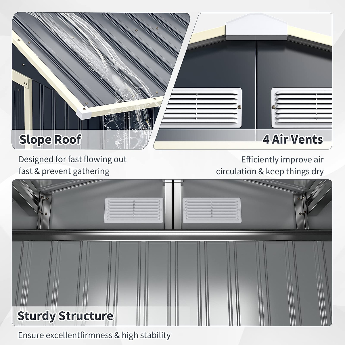 Goplus Outdoor Storage Shed, 7' X 4' Metal Garden Shed with 4 Vents & Double Sliding Door, Utility Tool Shed Storage House for Backyard, Patio, Lawn