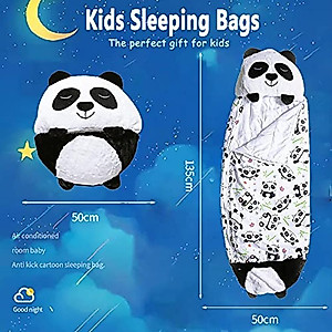 Kids Sleeping Bag ，Soft Animal Travel Camping Sleeping mat with Folding Pillow，nap mat for Toddlers, Boys Girls Animals Sleeping Bag，Panda Sleeping Bag for All Seasons (White Panda)