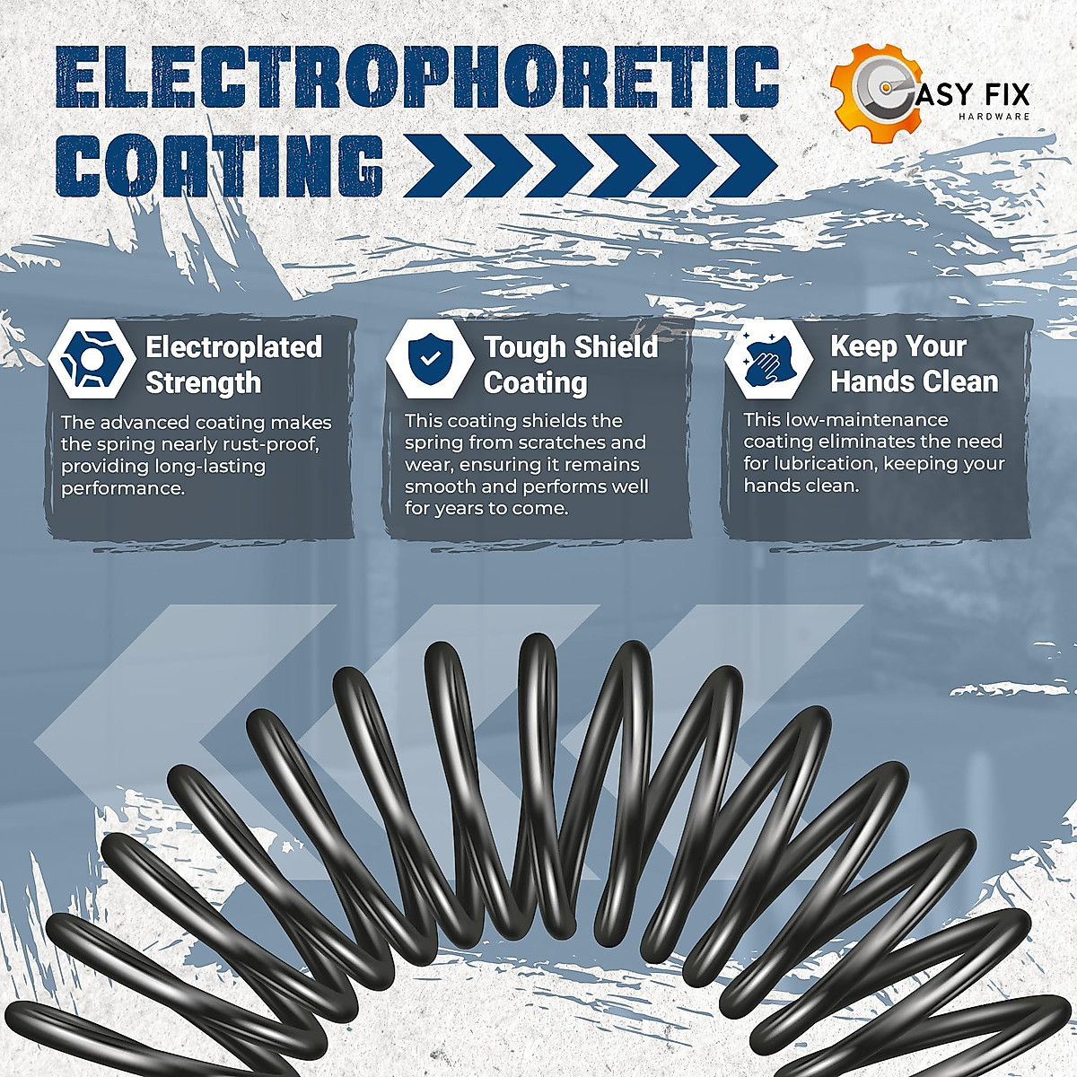 Garage Door Torsion Spring 250x2x29 for Right Side of Garage Door with 1" Steel Bearing and Winding Bars Precision E-Coating 5-Year Warranty Minimum 30,000 Cycles (Black Cone)