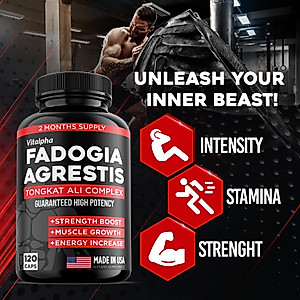 Ultra Concentrated 86,000mg Fadogia Agrestis Tongkat Ali Blend – 200:1 Tongkat Ali + 10:1 Fadogia Agrestis + Bioperine - Maximum Strength Blend for Athletic Performance & Muscle Mass - 120 V-Caps