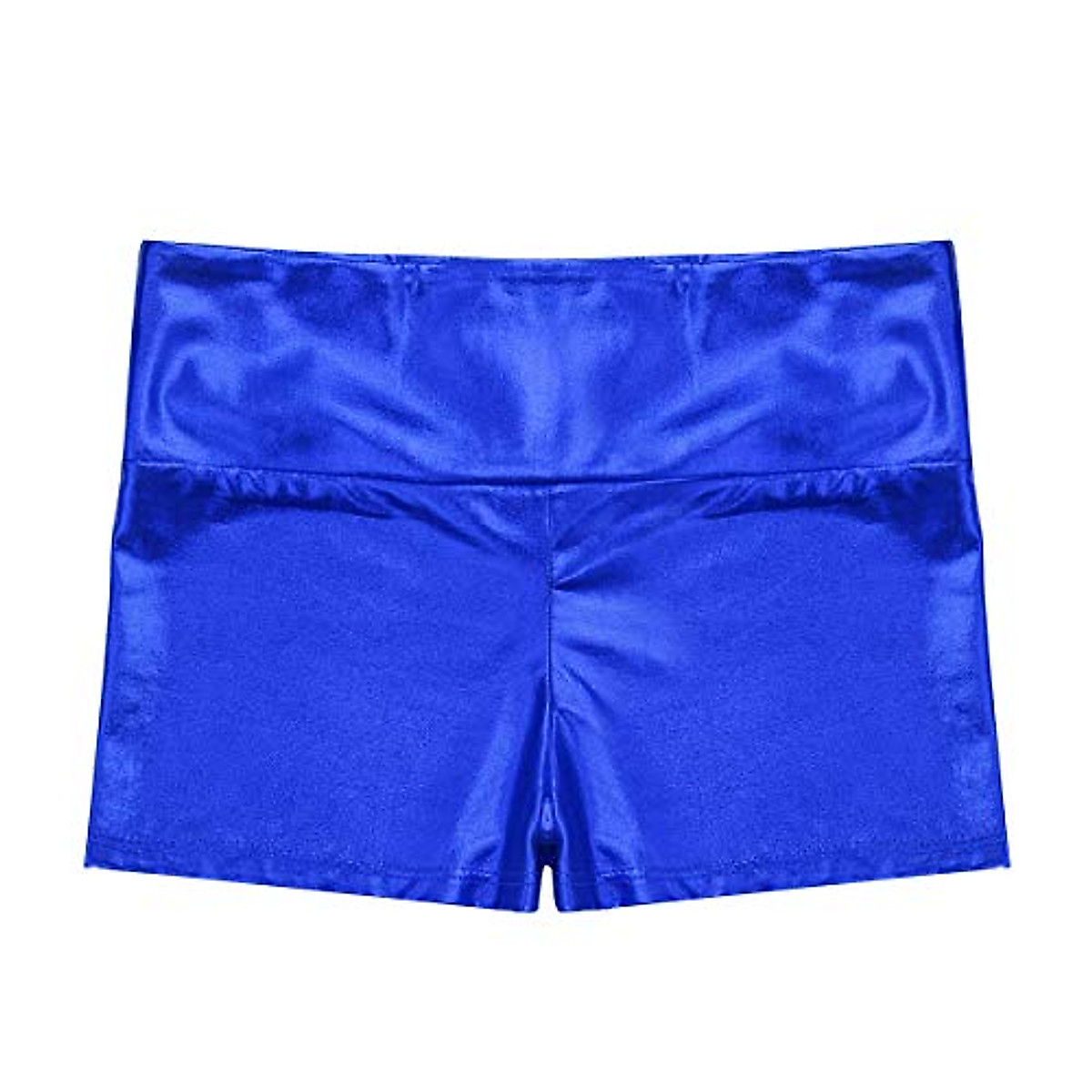 QinCiao Kids Teens Girls Shiny Metallic Ballet Active Dance Shorts Gymnastics Fitness Shorts Bottoms Hot Pants Blue 12