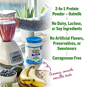 Orgain Organic Vegan Protein Powder + Oat Milk, Vanilla Bean - 20g Plant Based Protein, Gluten Free, Soy Free, Low Sugar, Non GMO, Kosher - 1.05lb