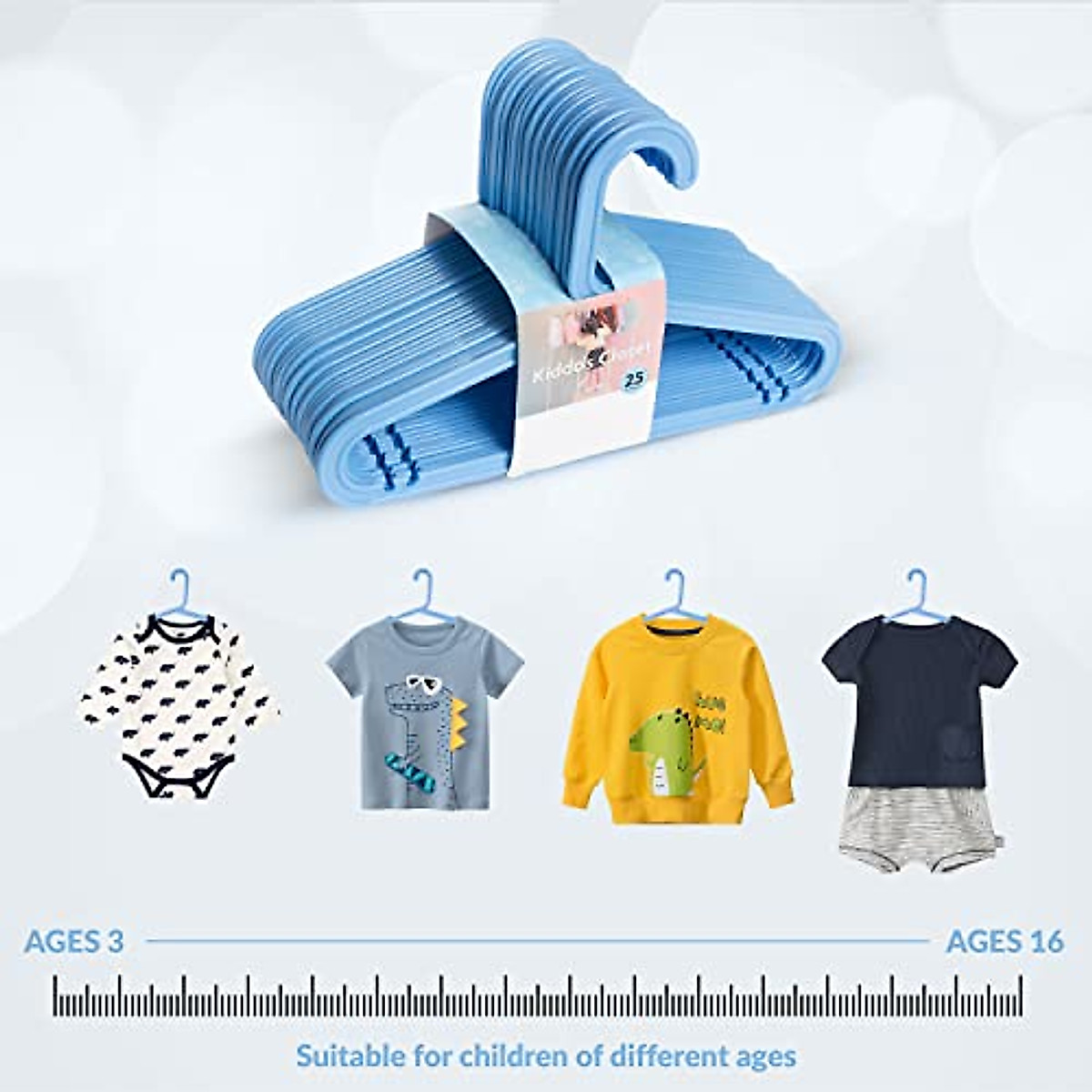 25 Pack Non-Toxic Plastic Hangers Kiddo's Closet Children Everyday's Hangers | Toddler and Teen Hangers in Blue and Pink Color | Non-Slip Plastic Slim Hangers | Toddler Hangers to Hang Their Stuff