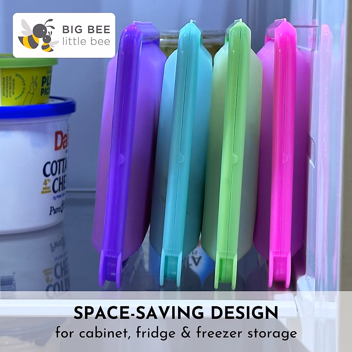 Big Bee, Little Bee - SoftShell Reusable Silicone Food Storage Container with Lid, Easy to Clean, Lays Flat, Snaps Closed, Microwave, Freezer & Dishwasher Safe, As Seen on Shark Tank (Lime)