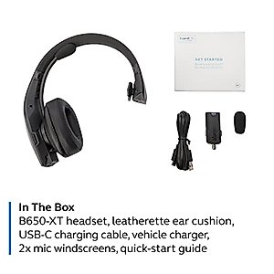 BlueParrott B650-XT Noise Cancelling Bluetooth Mono Headset – Wireless Headset for Clear Calls with Activated Noise Cancellation, Extended Wireless Range and IP54-Rated Protection, Black (Renewed)