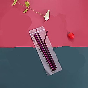 InfantLY Bright 3Pcs Multicolor Stainless Steel Metal Drinking Straw Reusable Straws + 1 Cleaner Brush Kit