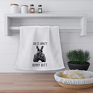 OHSUL Guess What? Bunny Butt Highly Absorbent Kitchen Towels Dish Towels Dish Cloth,Funny Bunny Rabbit Butt Hand Towels Tea Towel for Bathroom Kitchen Decor,Rabbit Lovers Teen Girls Gifts