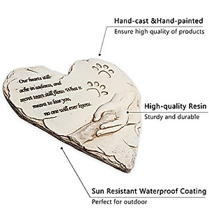 jinhuoba New York Dog Pet Memorial Stones, Hand-Painted Heart-Shaped Loss of Pet Dog Memorial Gifts with Sympathy Poem and Paw in Hand Design, (White)