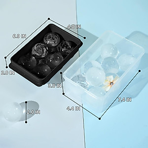 WIBIMEN Large Ice Cube Molds, Big Round Whiskey Ice Cube Trays for Freezer, Easy to Fill & Release, Whiskey Bourbon Cocktail(1.9In*6 Balls- Black/2 Pack)