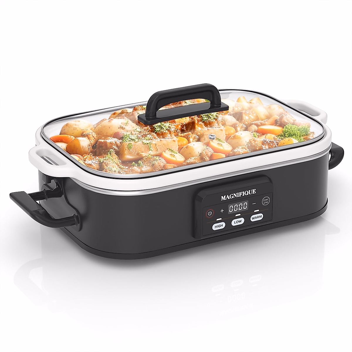 Magnifique 4 Quart Casserole Digital Slow Cooker, Premium Ceramic Bakeware for Oven, Dishwasher Safe Baking Dish
