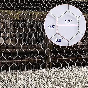 Qlvily Chicken Wire 13.7" x 393.7" Poultry Wire Netting, Hexagonal Galvanized Mesh Garden Fence Barrier, Pet/Rabbit/Chicken Wire Fencing, with 100 PCS Cable Zip Ties