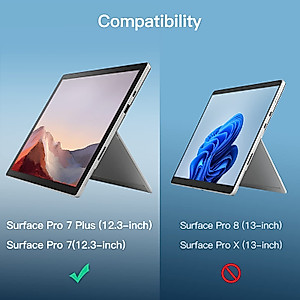 JETech Screen Protector for Surface Pro 7 Plus/Surface Pro 7 12.3-Inch, 9H Tempered Glass Film, Support Surface Pen, HD Clear, 2-Pack