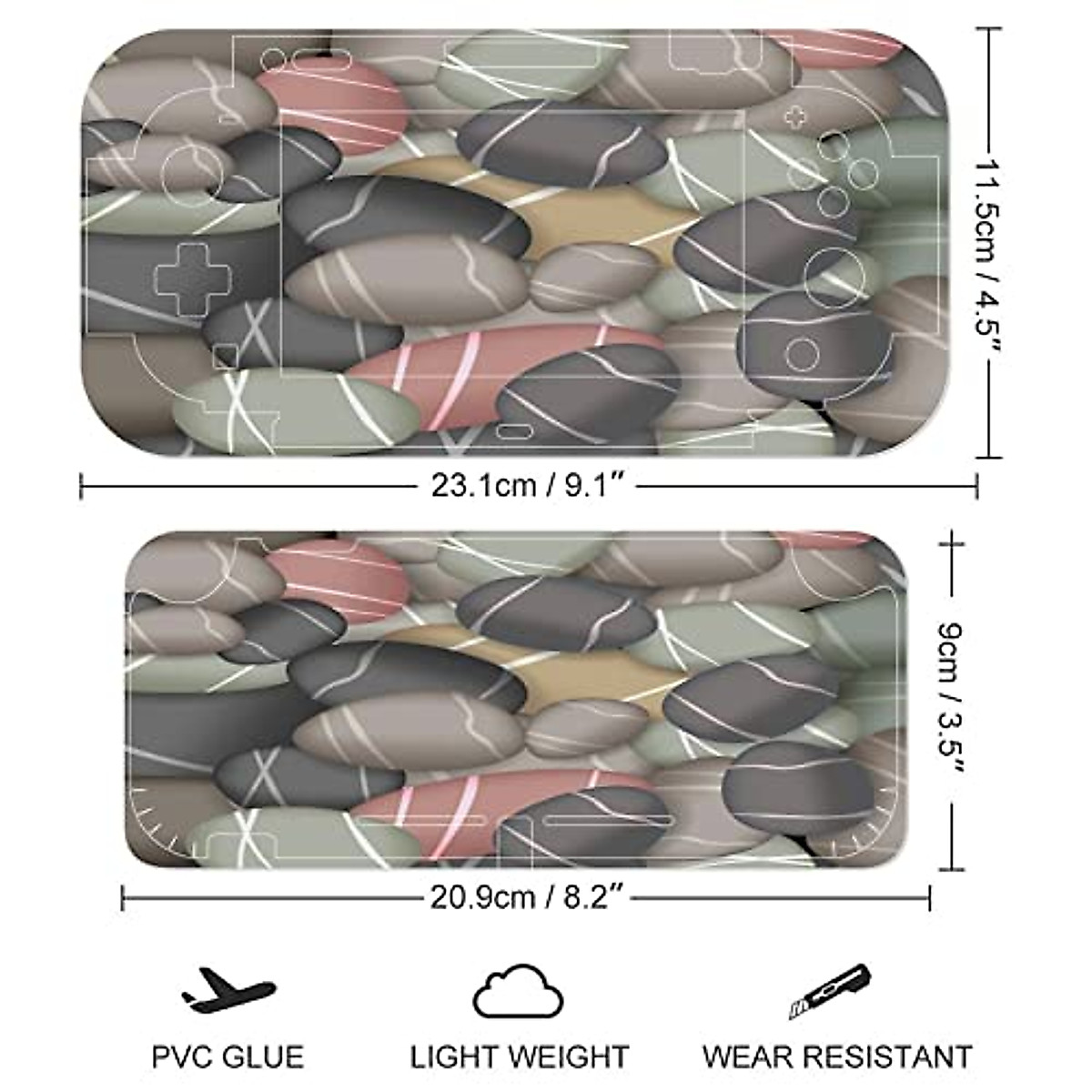 Sea Pebbles Compatible with Switch/Switch Lite Console Joy-Con Dock Sticker Skin Full Set Cute Stickers Cover for Switch