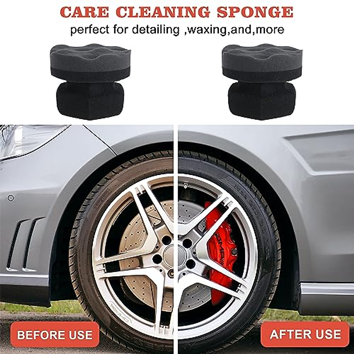 2PCS Tire Shine Applicator Tire Hex Grip Dressing Applicator Pads Tire Sponge Applicator Foam Tire Gel Wet Applicator Car Detailing Reusable Cleaning Supplies for Tire Shine