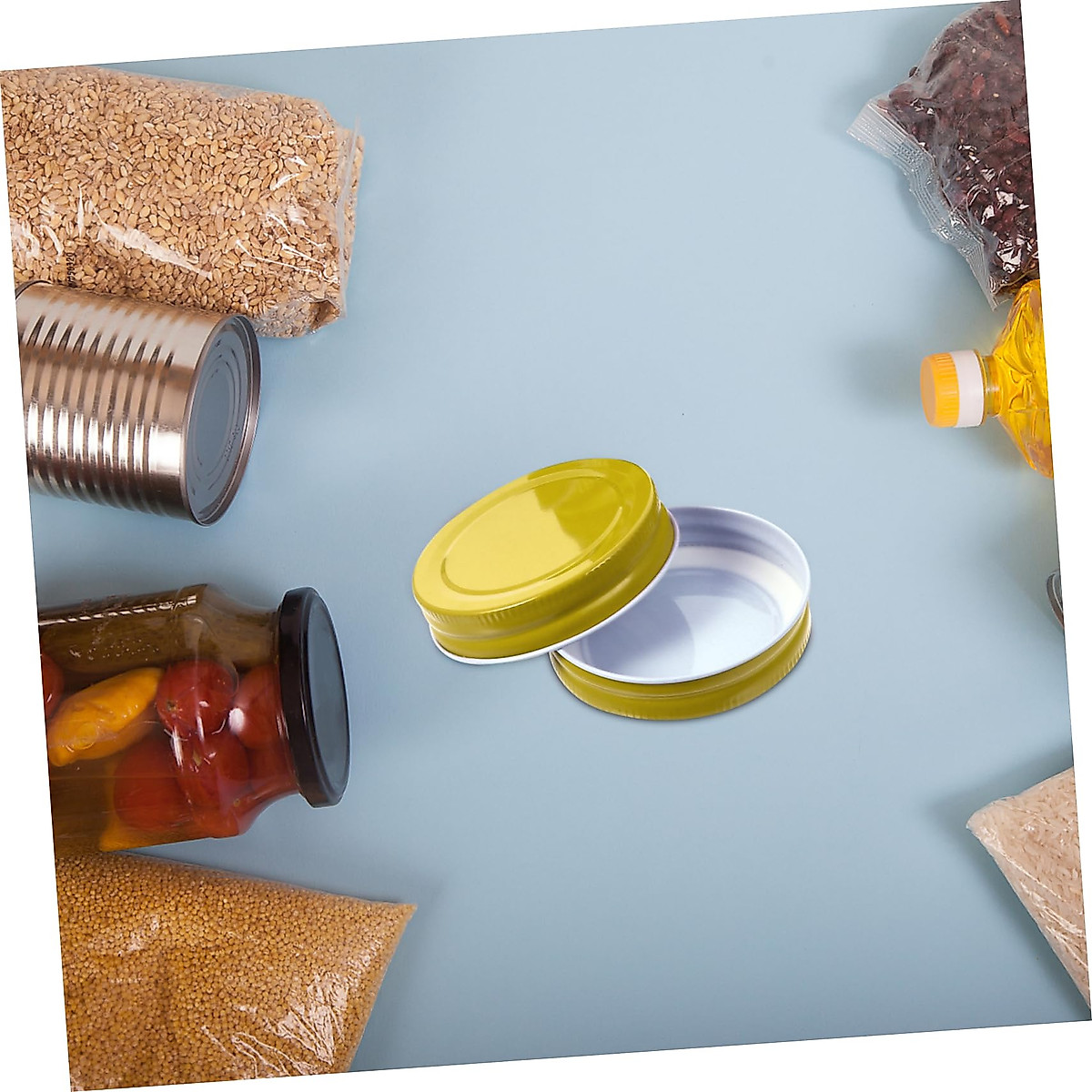 SHOWERORO 12Pcs Leakproof Tinplate Mason Jar Lids Sealing Caps for Bottles Storage Solid Covers for Canning and Preserving Fits Standard Jars